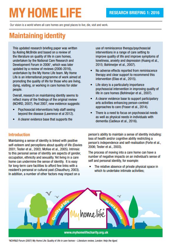 MHL research briefings on the 8 best practice themes - My Home Life England